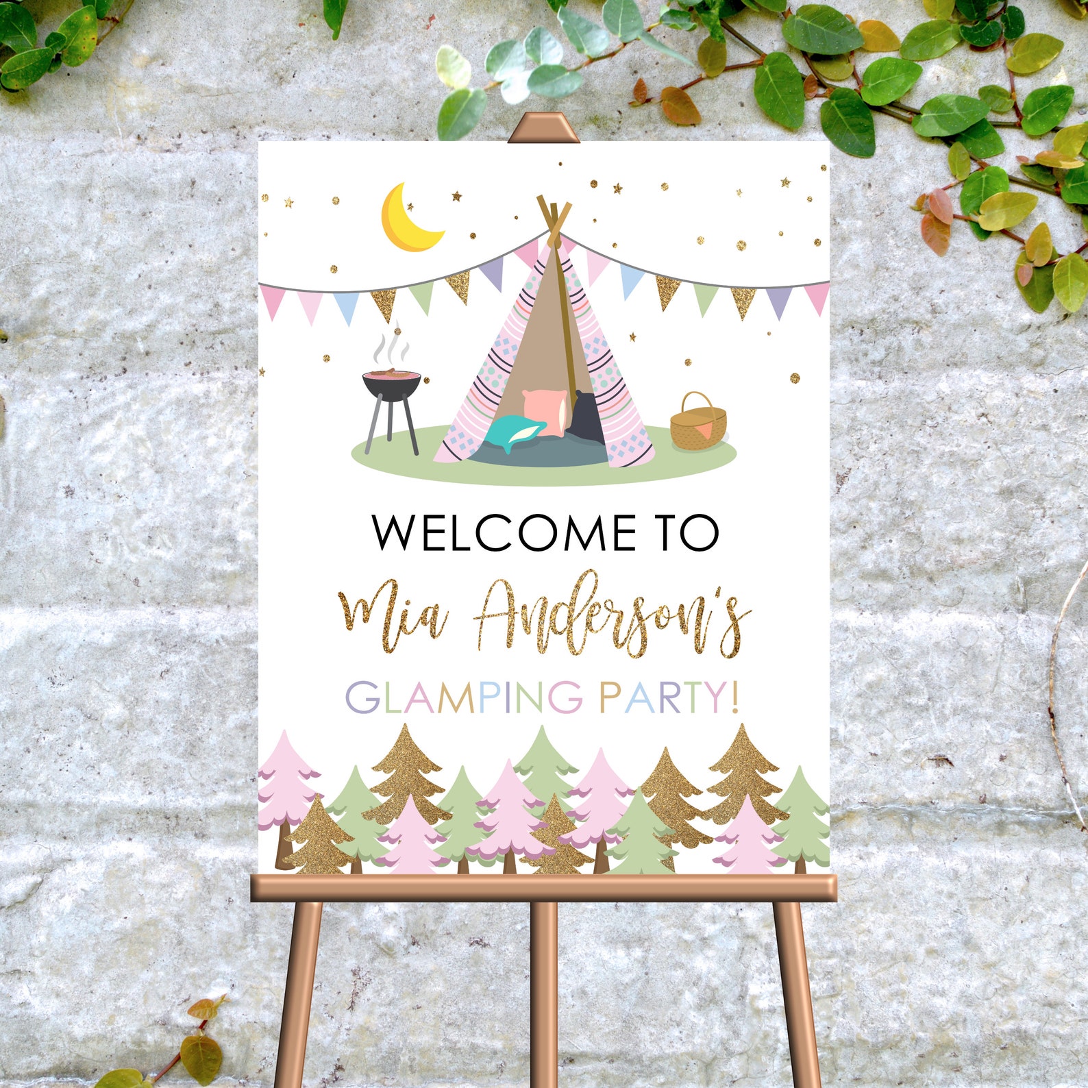 Editable Glamping Welcome Sign Camping Birthday Party Welcome - Etsy