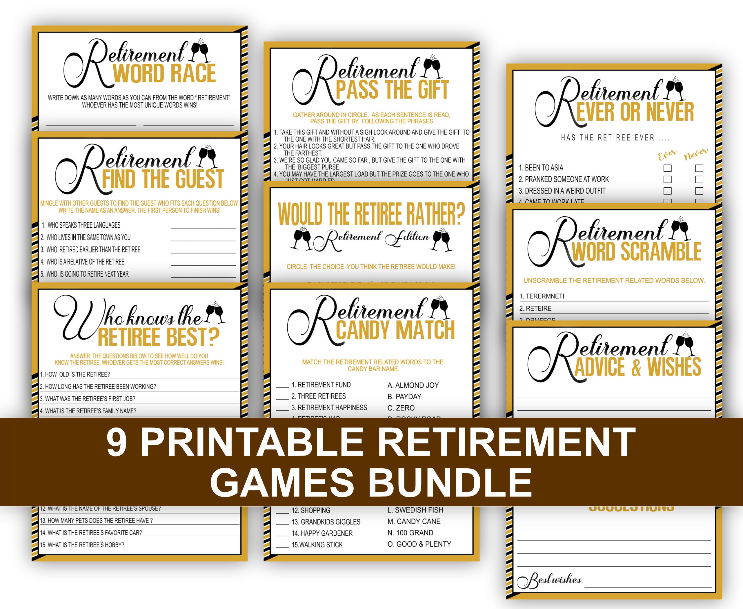 Retirement Party Games Printable Retirement Games Bundle - Etsy UK