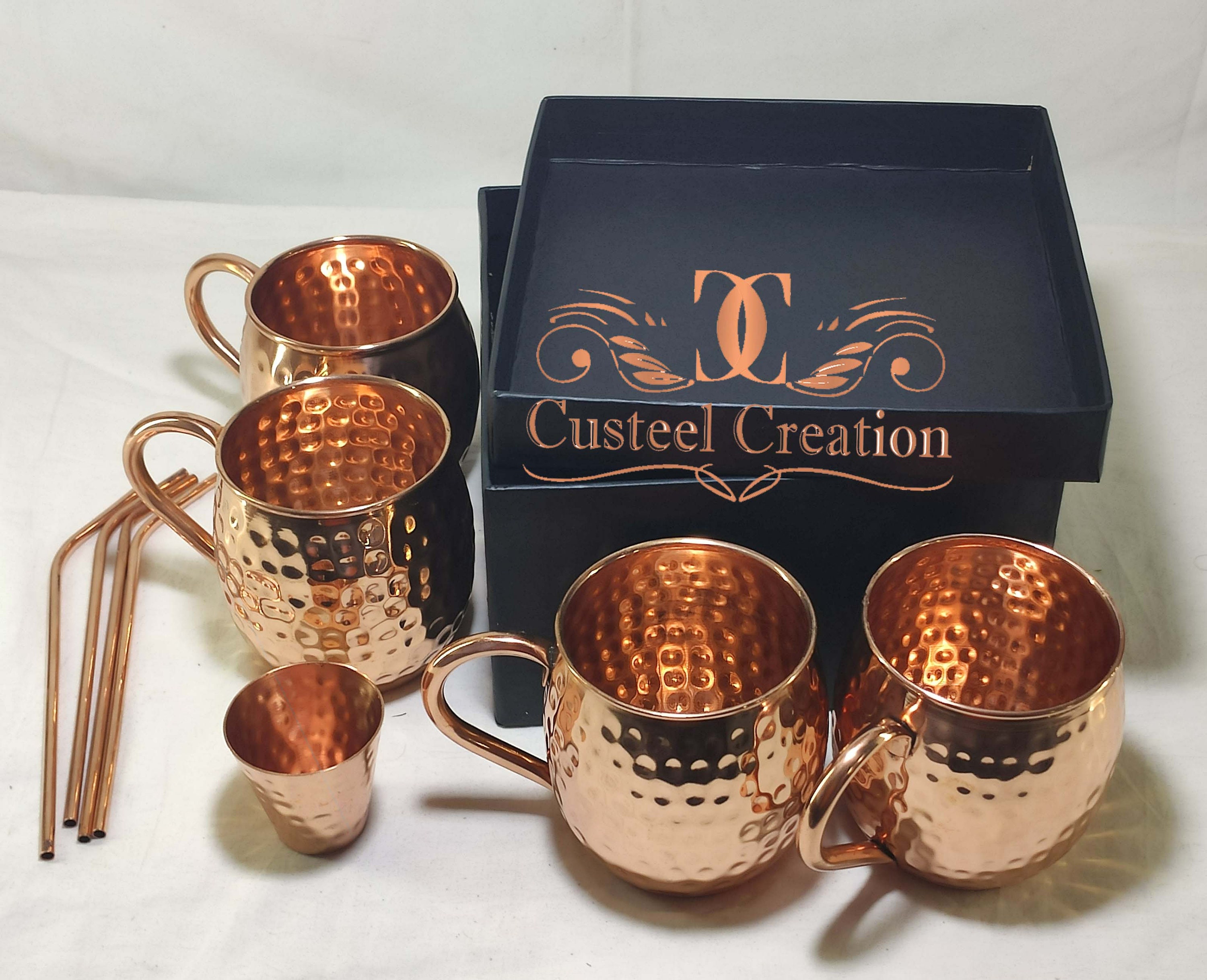 Solid Copper Mugs Set of 4 gift Set 16 Oz 100% - Etsy