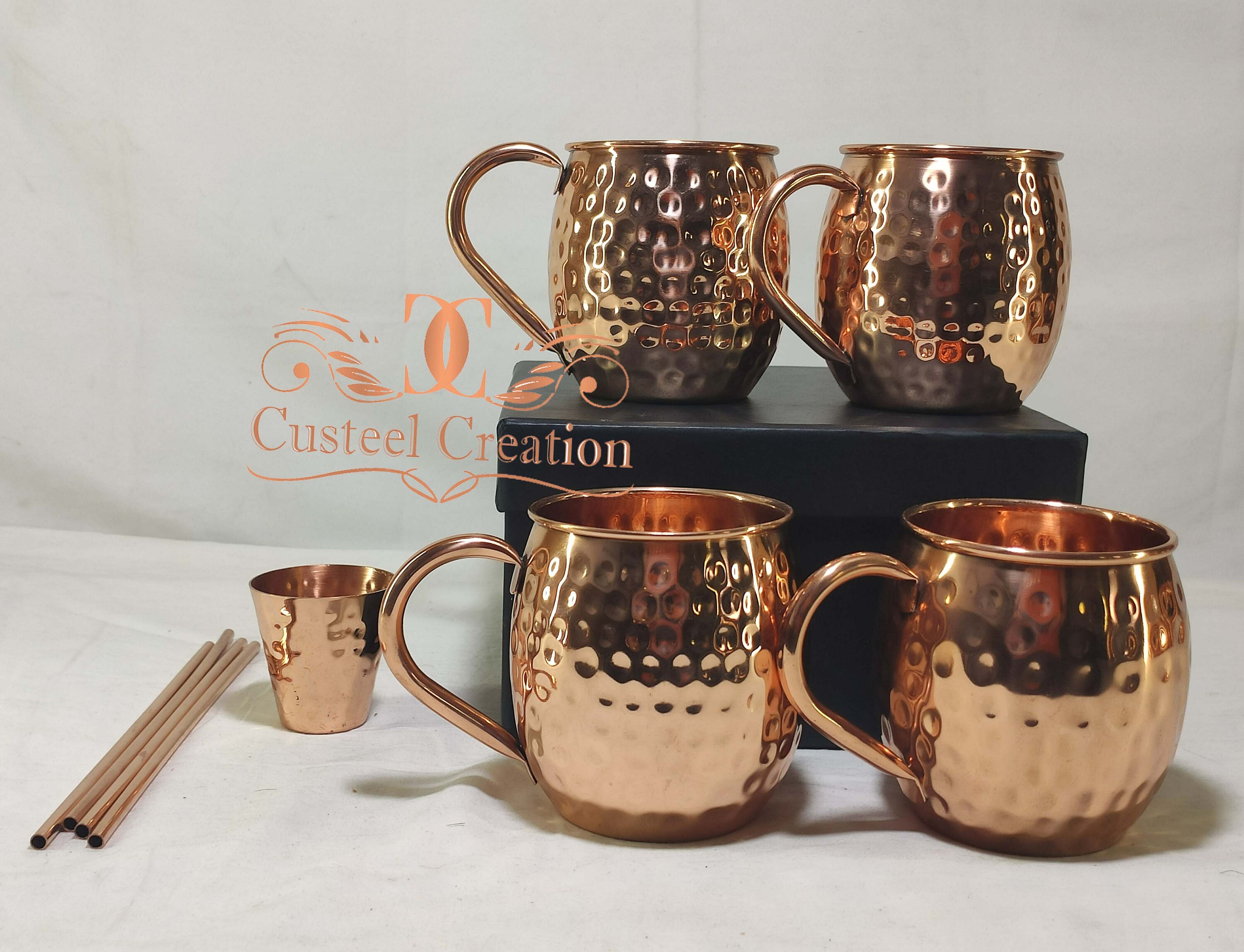 Solid Copper Mugs Set of 4 gift Set 16 Oz 100% - Etsy