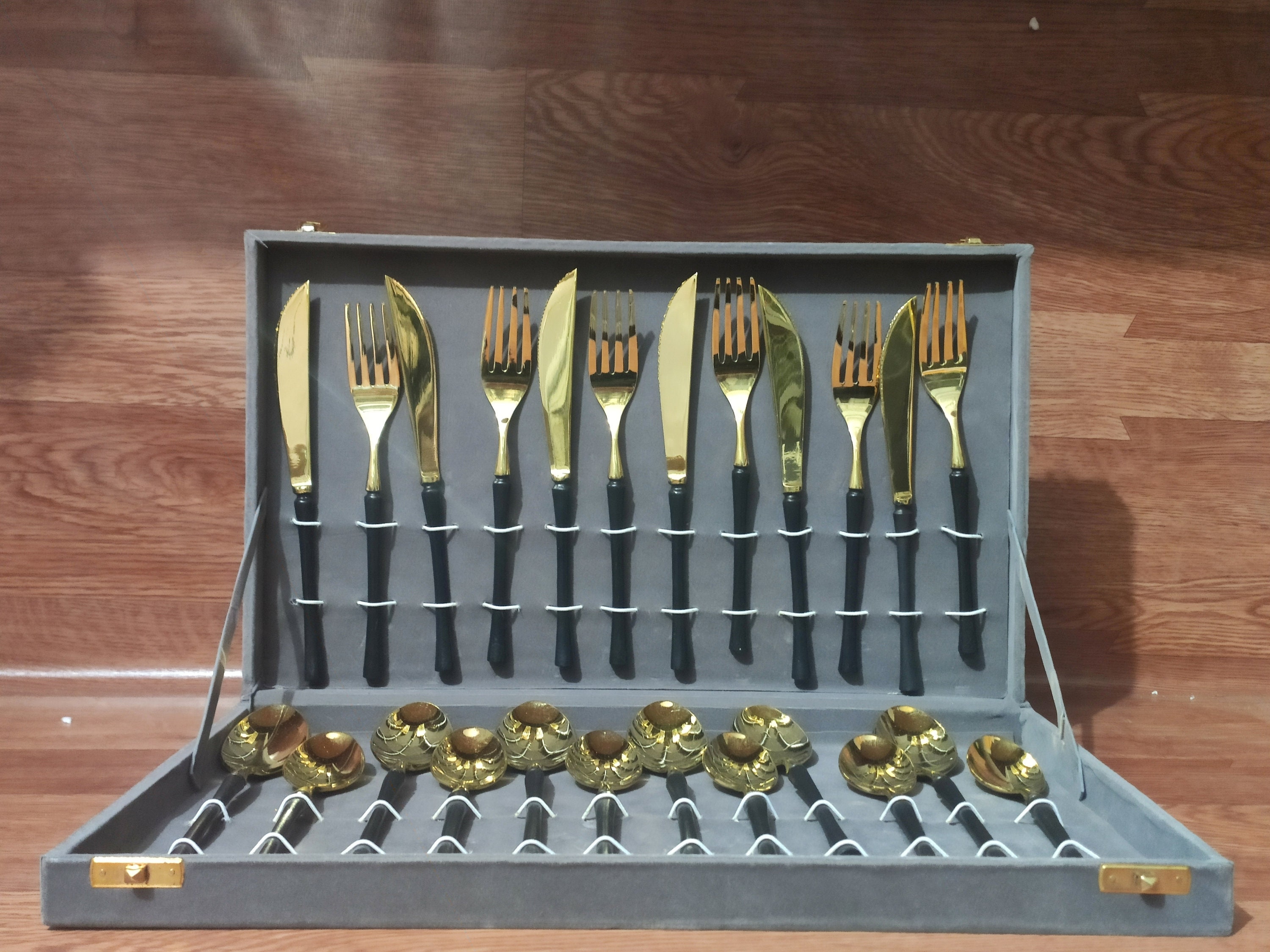 24-piece 18/10 Brass Flatware Silverware Dinnerware Set | Etsy