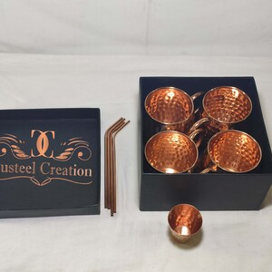 Solid Copper Mugs Set of 4 gift Set 16 Oz 100% - Etsy