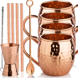 Solid Copper Mugs Set of 4 gift Set 16 Oz 100% Handicrafted Mugs Copper ...