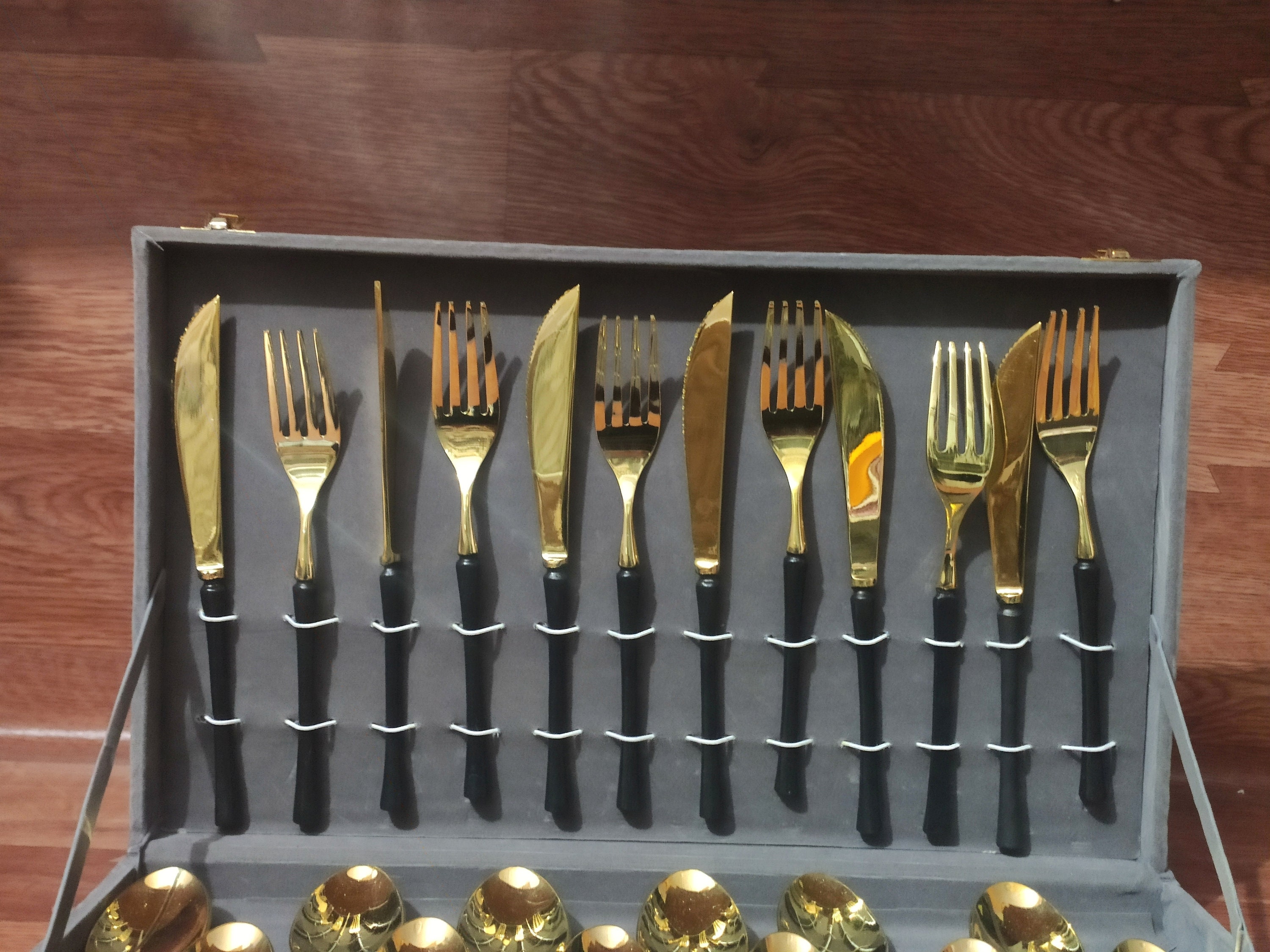 24-piece 18/10 Brass Flatware Silverware Dinnerware Set | Etsy