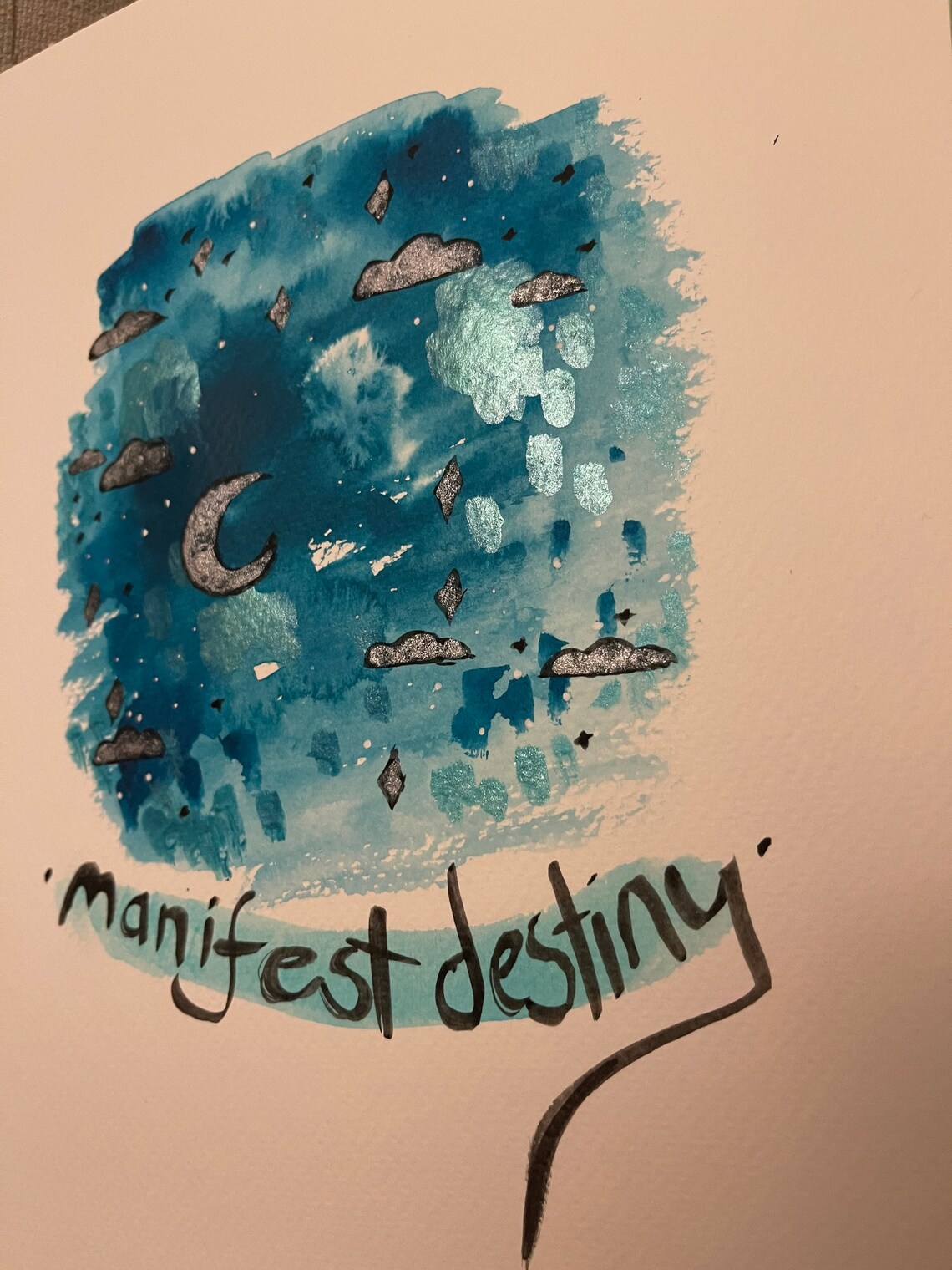 Manifest Destiny Original Piece A4 Metallic Ink Drawing | Etsy