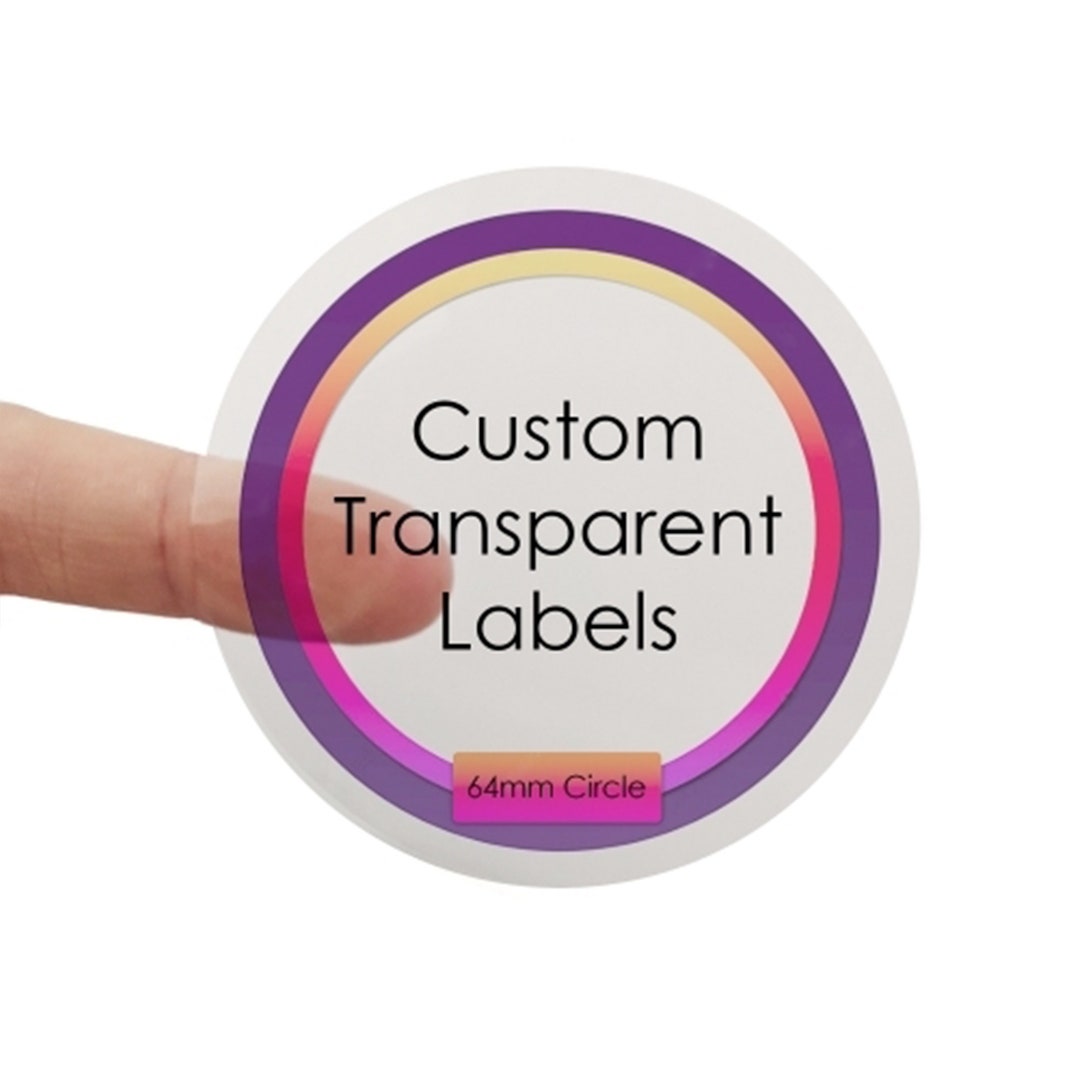 Personalised Transparent Stickers Circle Labels 64mm Personalised With ...