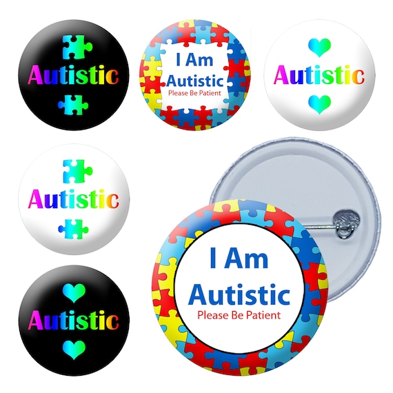 Novelty Autism Awareness Button Pin Badge Beanprint Autistic badge ...