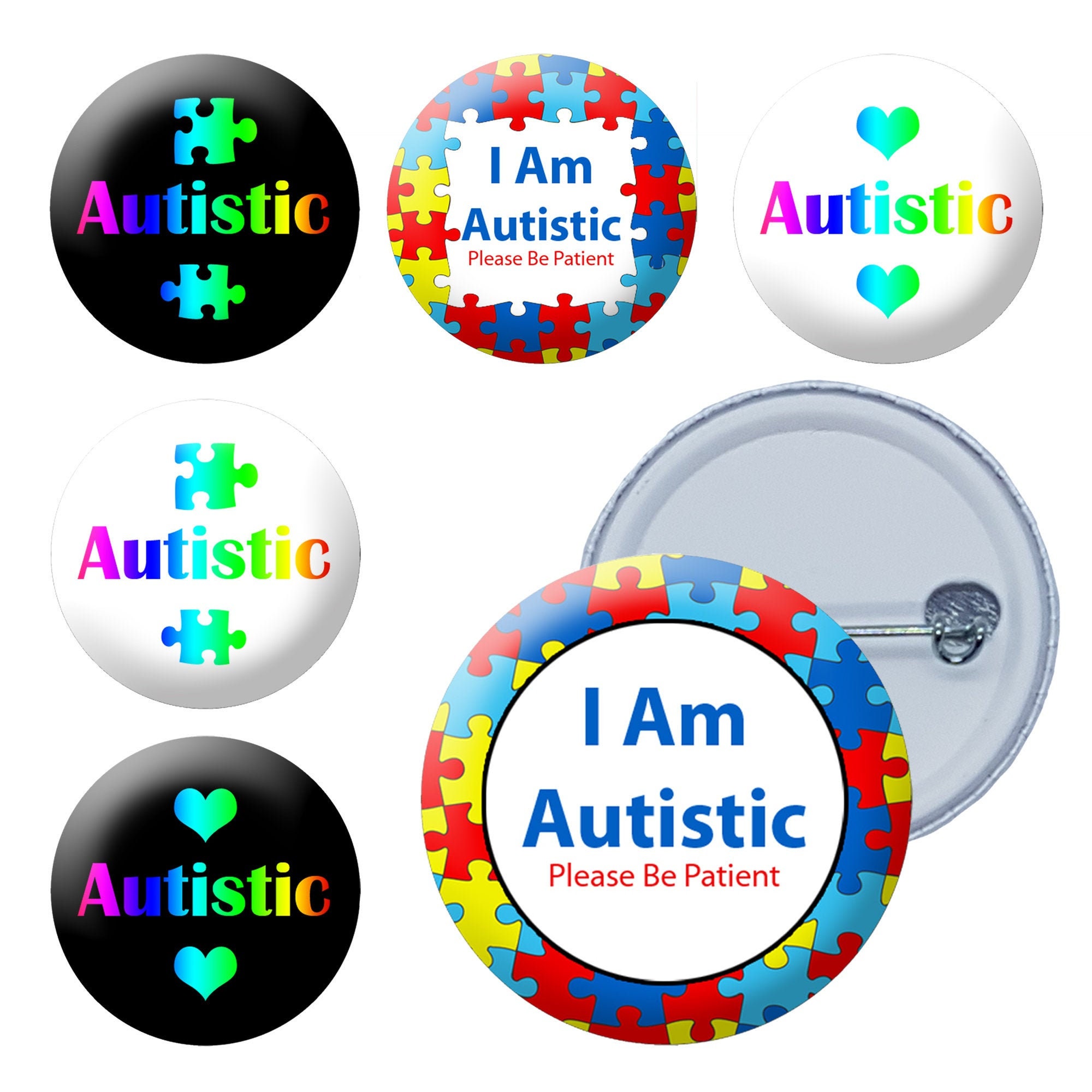 Autistic badge Autism Awareness 38mm or 25mm Button Pin Badge | Etsy