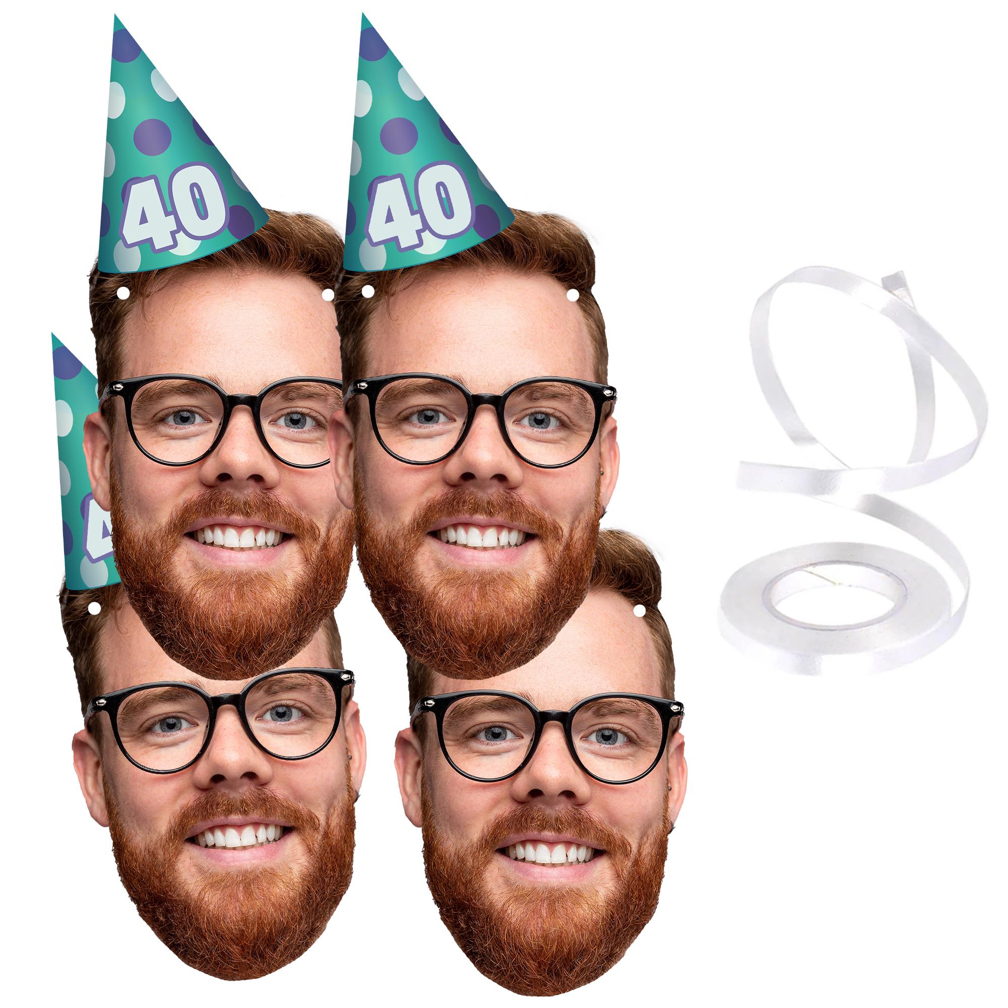 Personalised Face Bunting With Party Hat A5 Photo Banner CUTOUT Party ...