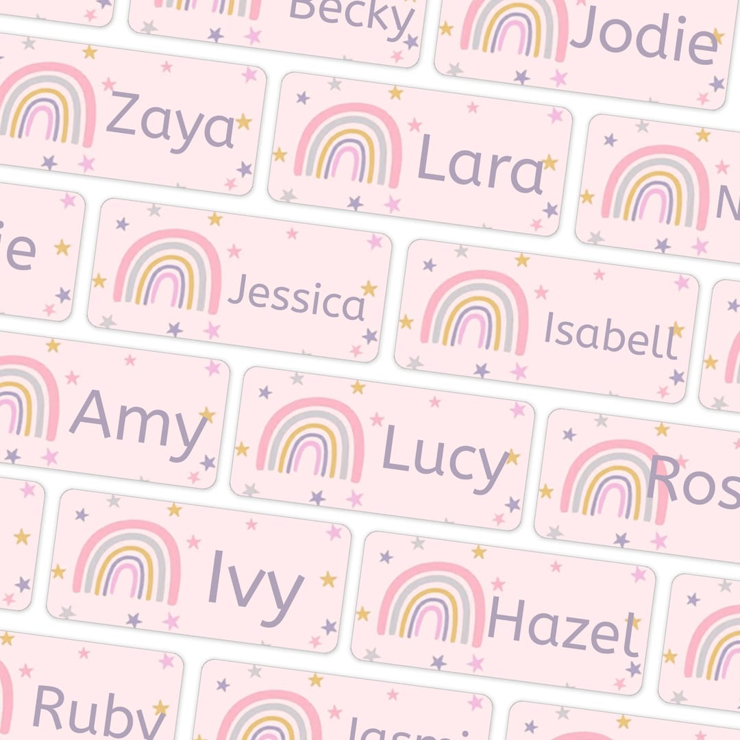 Rainbow Stick on Clothes Labels, Uniform Labels, Name Stickers, No-iron ...