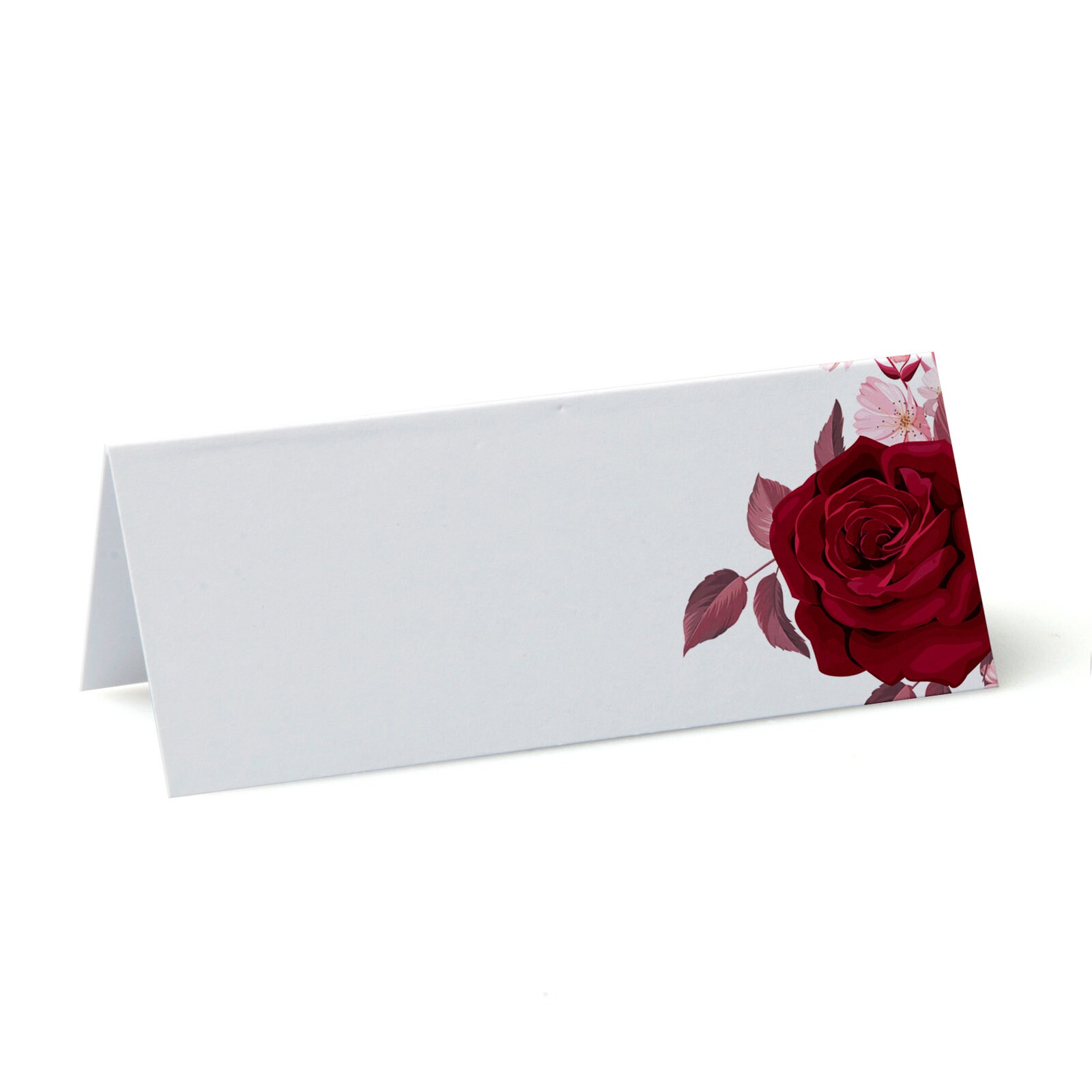 Place Cards Red Roses White Background Name Cards Place - Etsy UK