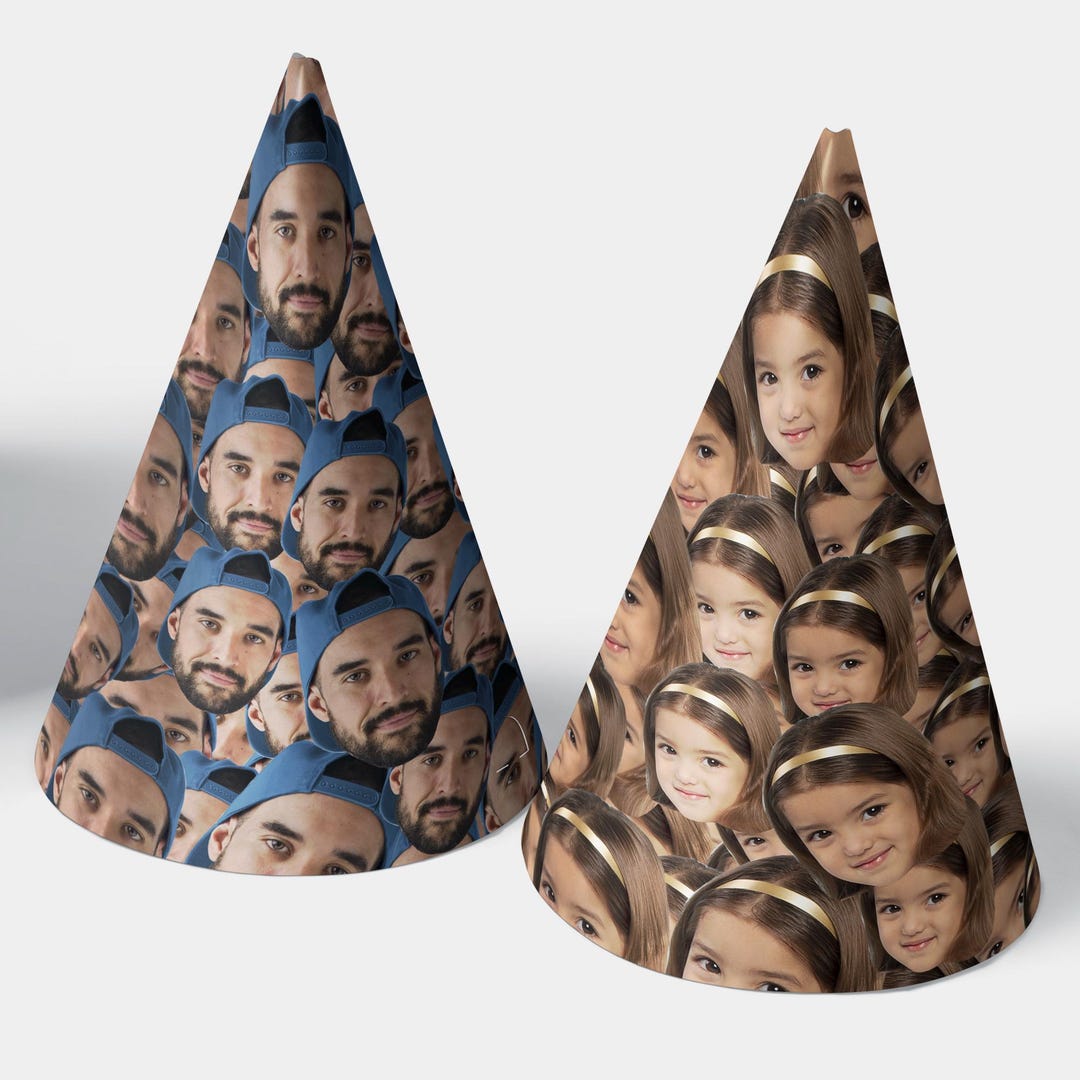 Personalised Party Hats, Your Face Repeated on A Hat, CUTOUT Ready ...