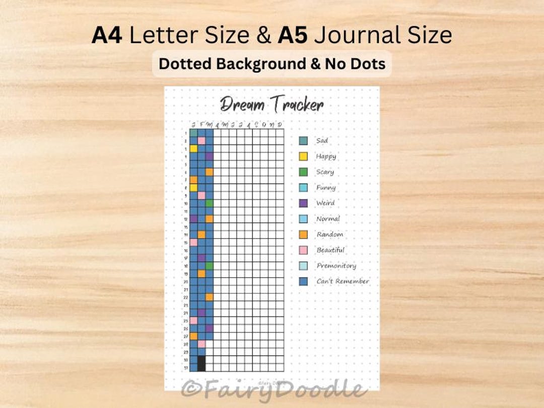 Dream Tracker - PRINTABLE Dream Pixel Tracker - Printable Planner Page ...