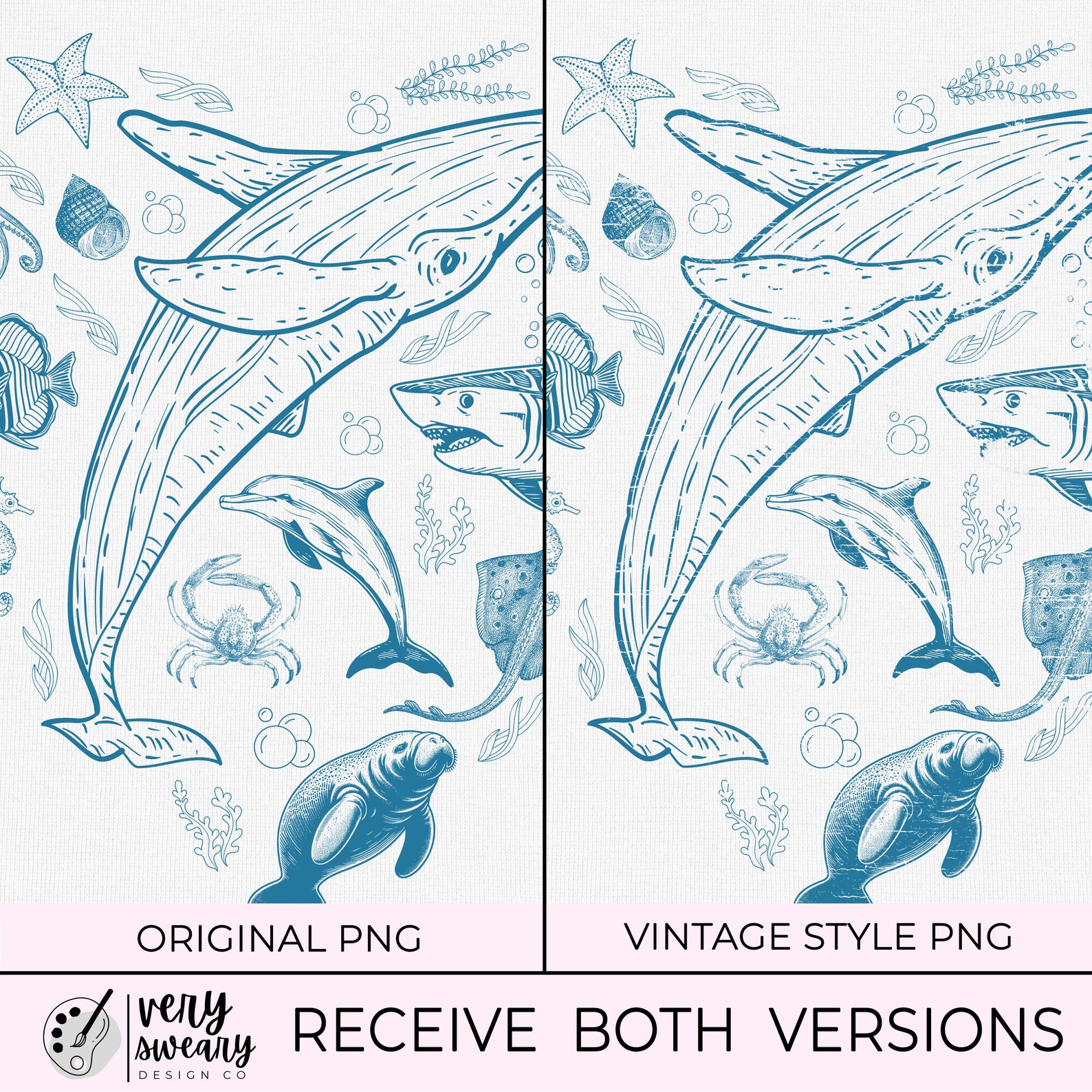 Retro Sea Life PNG, Vintage Ocean PNG, Heart Shaped Tattoo Aesthetic ...