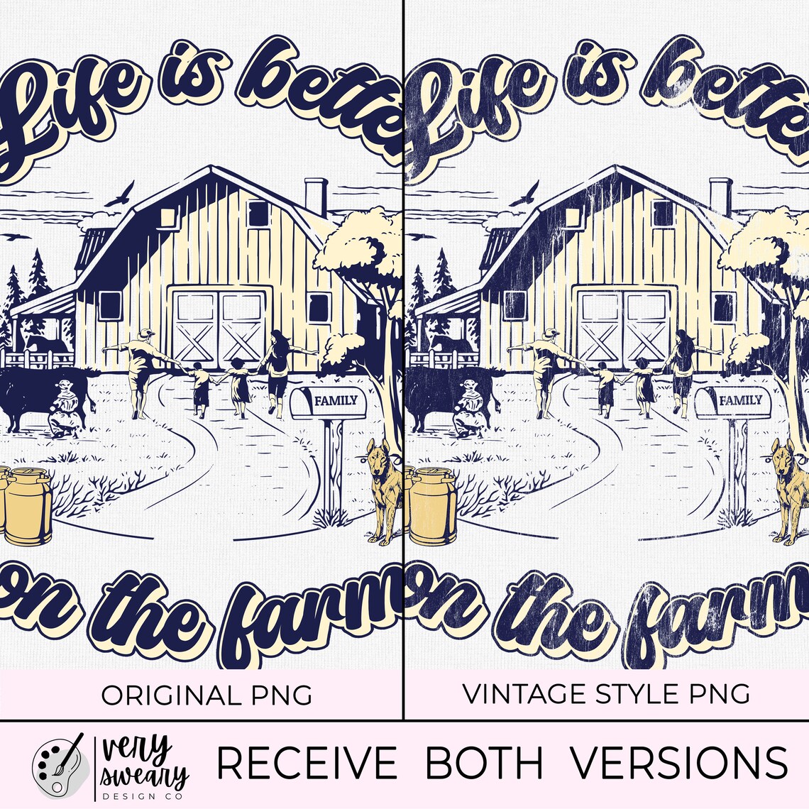 Retro Life is Better on the Farm PNG, Farm Life PNG, Retro Style PNG ...