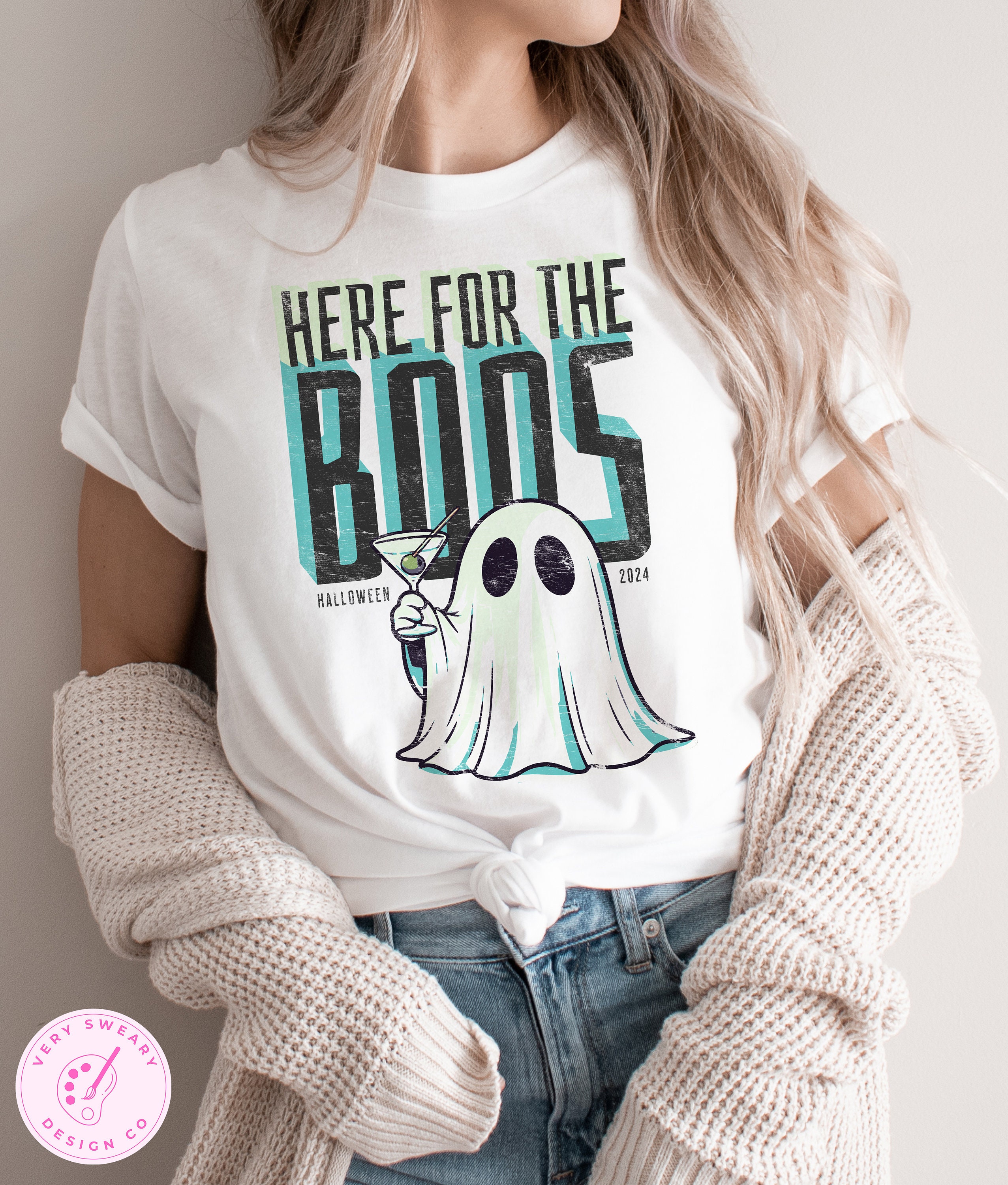 I'm Just Here for the Boos, Halloween PNG, Cute Ghost PNG, Alcohol PNG ...