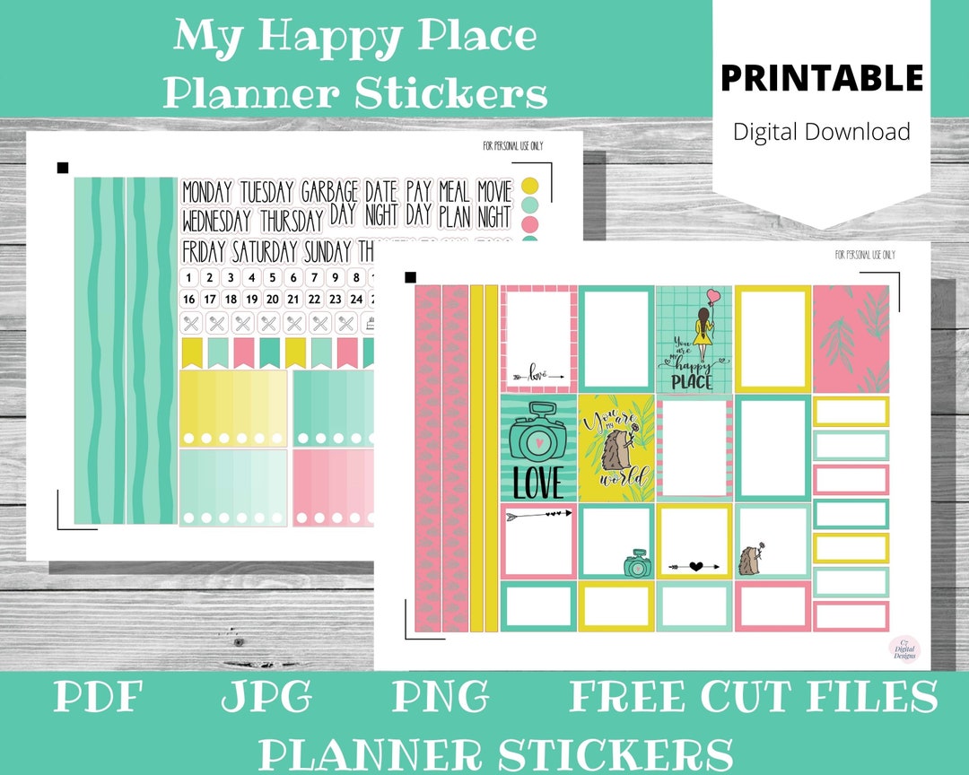 My Happy Place Printable Planner Stickers - Etsy