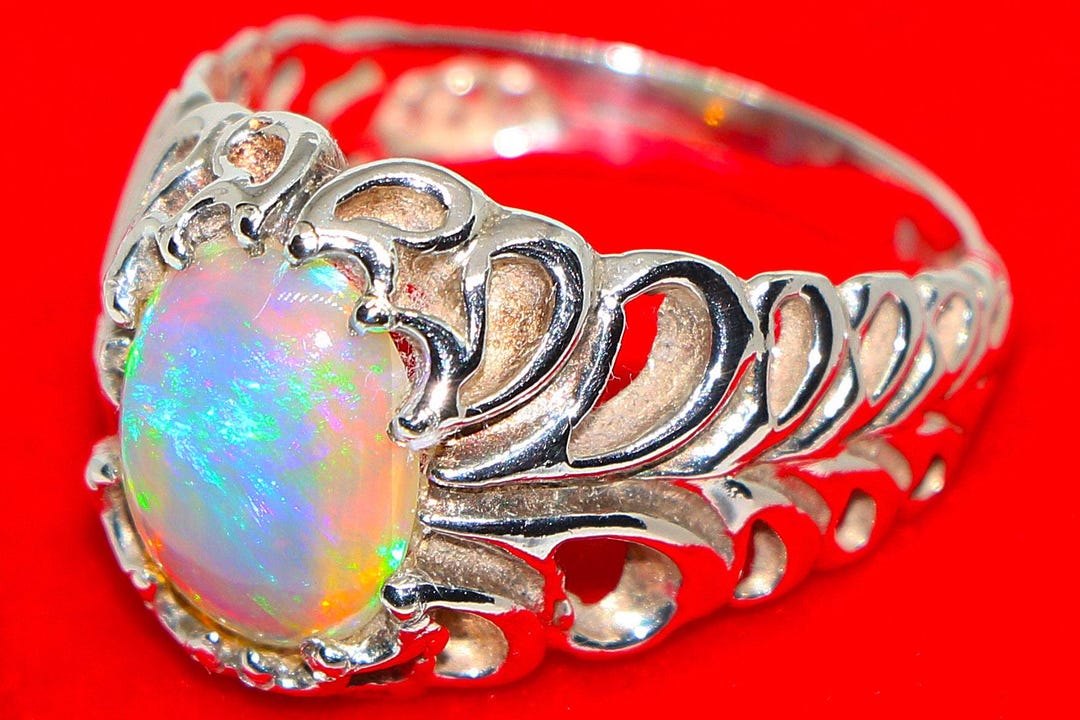 Sterling Silver Fire Opal Men's Turkish Ring: Modern Signet, Classic ...