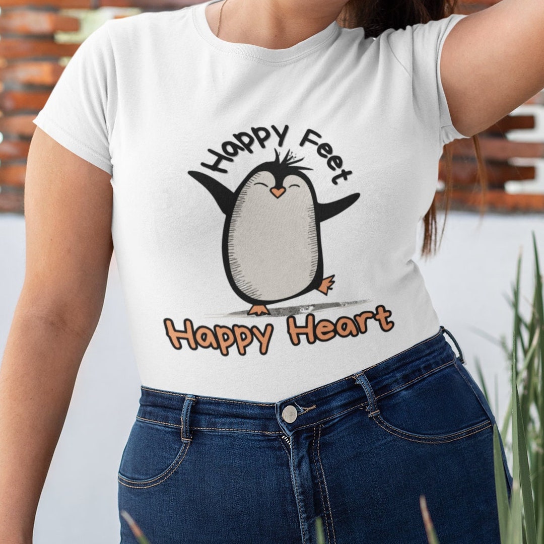 Happy Feet Shirt, Happy Feet Happy Heart Shirt, Smiling Penguin Shirt ...