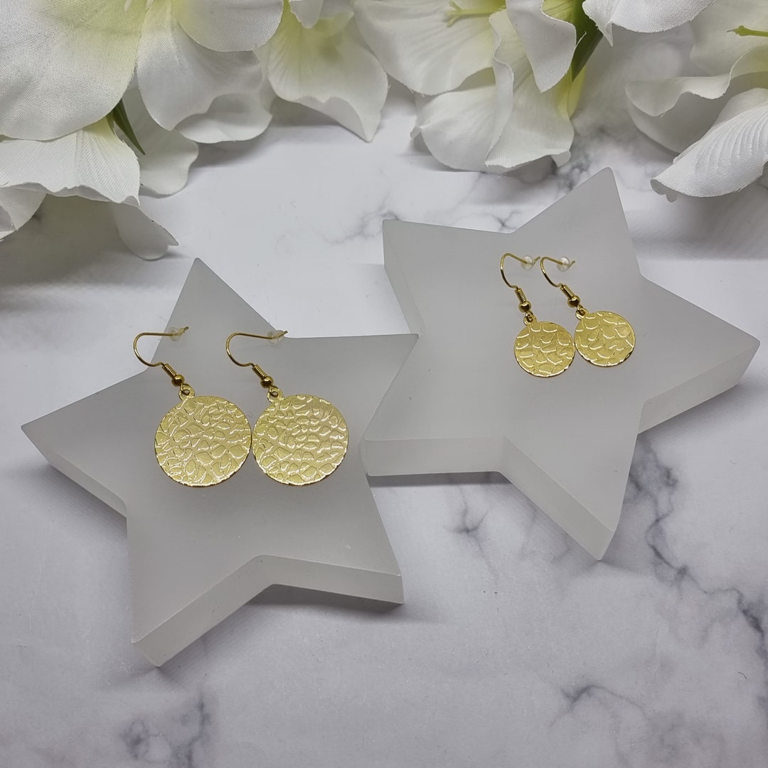 Gold Textured Disc Earrings | Gold Disc Earrings | Disc Earrings (2 ...