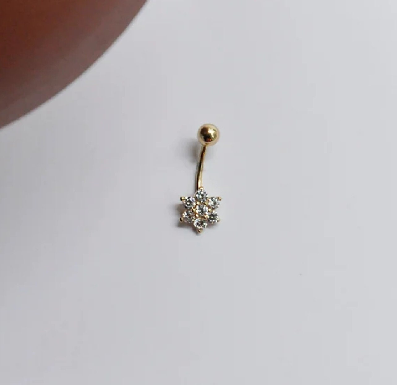 14k Solid Gold With Lab Created Moissanite Diamond Dazzling Flower ...