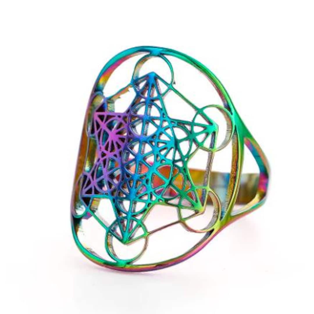 SIMBOLIKS Metatron Protection Ring Metatron Cube Sacred Geometry ...