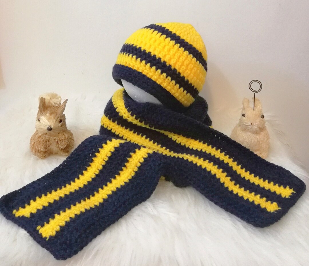 Michigan Wolverines Kids Hat Scarf Set, Boys Navy Yellow Scarf ...