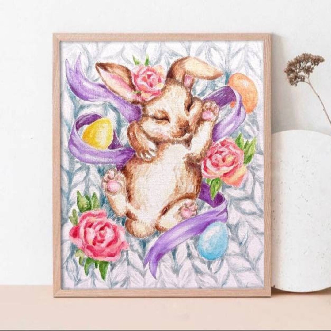 Easter Bunny Picture Acrylic Rabbit Art Blooming Easter Sign Sweet ...