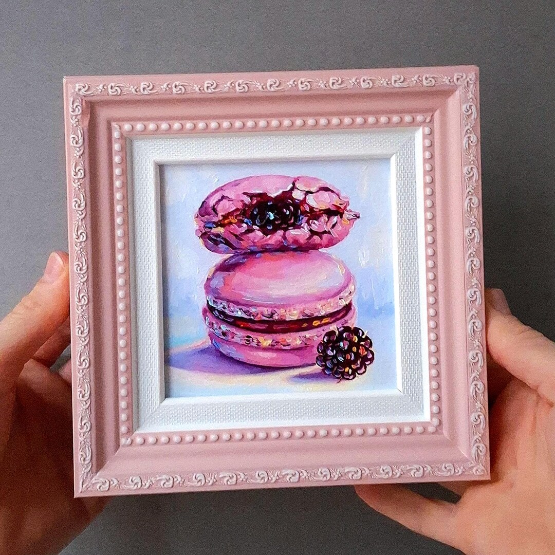 Macarons Framed Oil Painting French Dessert Still Life Kitchen Art - Etsy