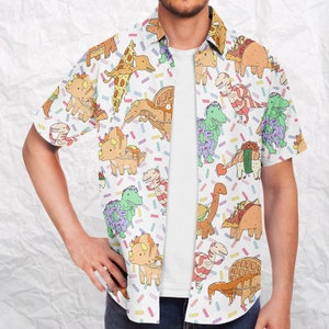 Personalize Food Dinosaur Button up Shirt-omnomnom Dinosaur Shirt ...