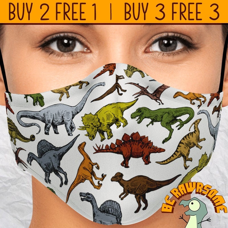 Personalize Dinosaur Face Mask-Paleontology Face | Etsy
