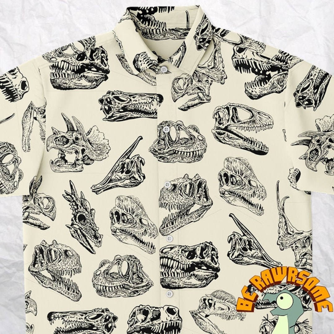 Dinosaur Skull Button up Shirt-dinosaur Button Down Shirt ...