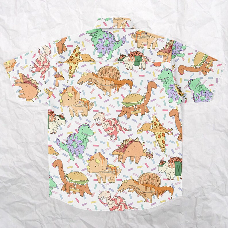 Personalize Food Dinosaur Button up Shirt-omnomnom Dinosaur - Etsy