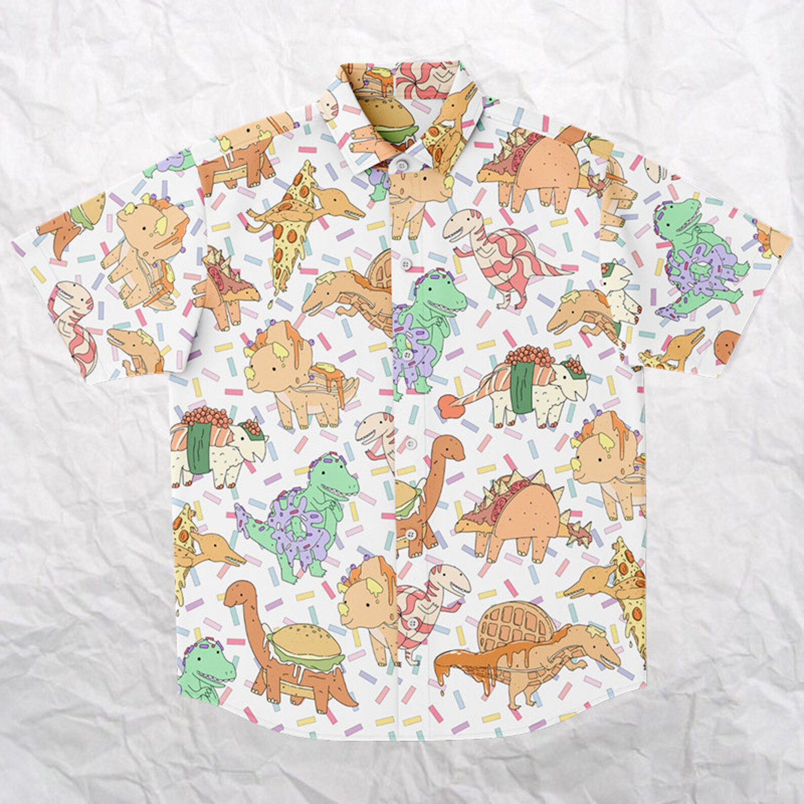 Personalize Food Dinosaur Button up Shirt-omnomnom Dinosaur - Etsy