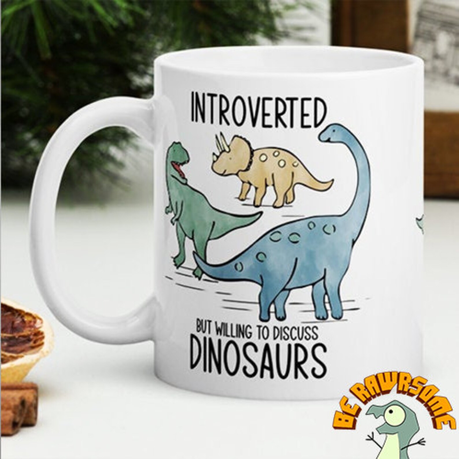Dinosaur Mug-introvert Mug-introverted but Willing to Discuss - Etsy