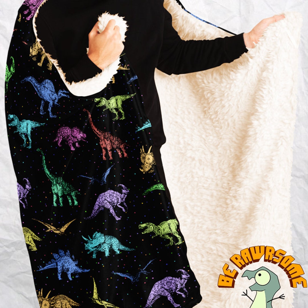 Personalize Eccentric Dinosaurs Hooded Blanket-personalize Dinosaur ...