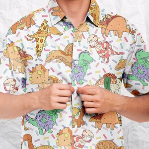 Personalize Food Dinosaur Button up Shirt-omnomnom Dinosaur Shirt ...