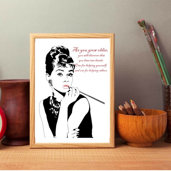 Wall Art Picture Audrey Hepburn Inspirational Quote Home Etsy