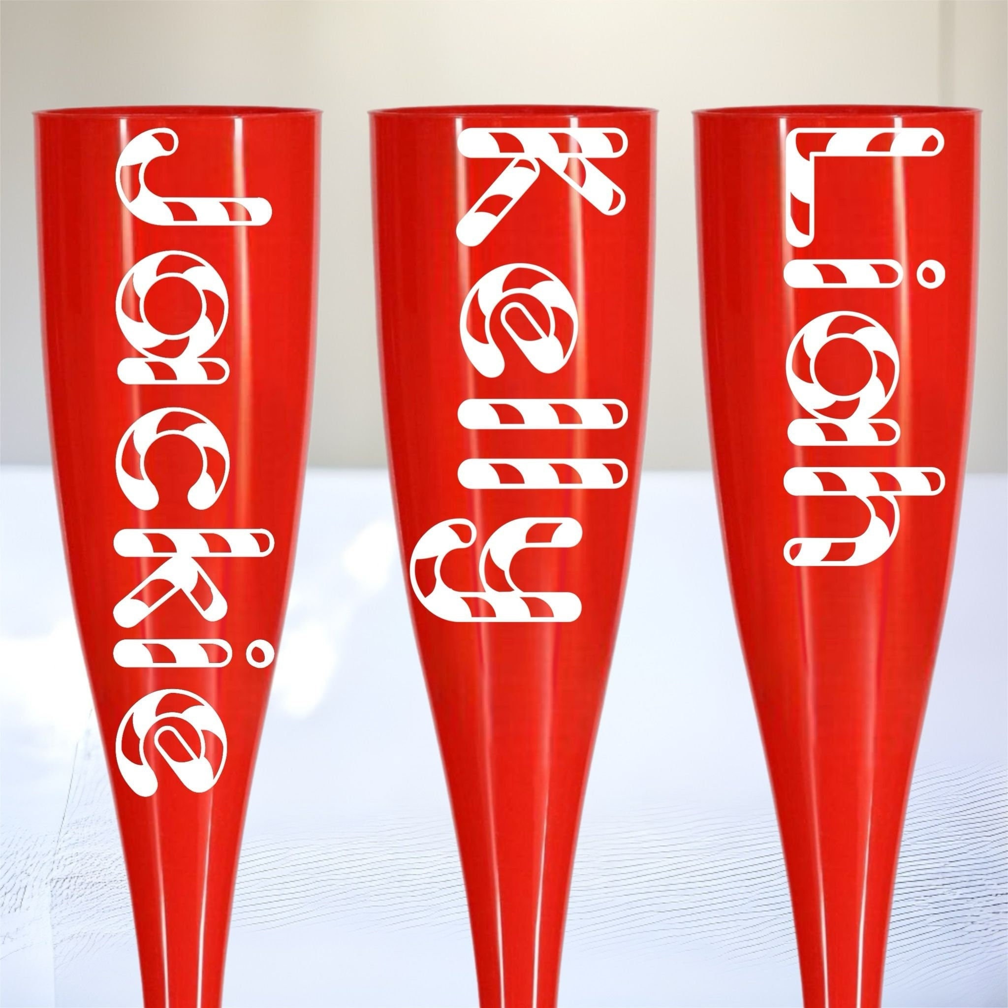 Personalised Red Candy Cane Name Champagne Flutes Christmas - Etsy UK