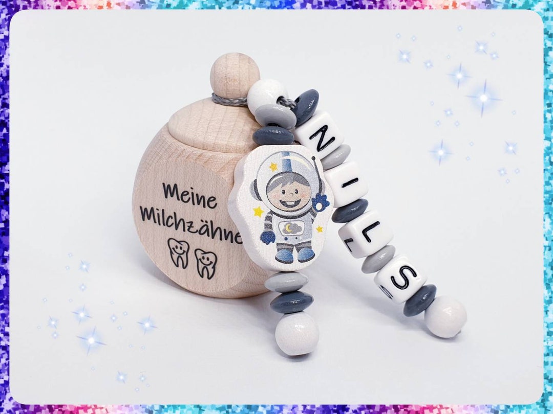 Milk Tooth Box Tooth Box With Name Astronaut Grey - Etsy