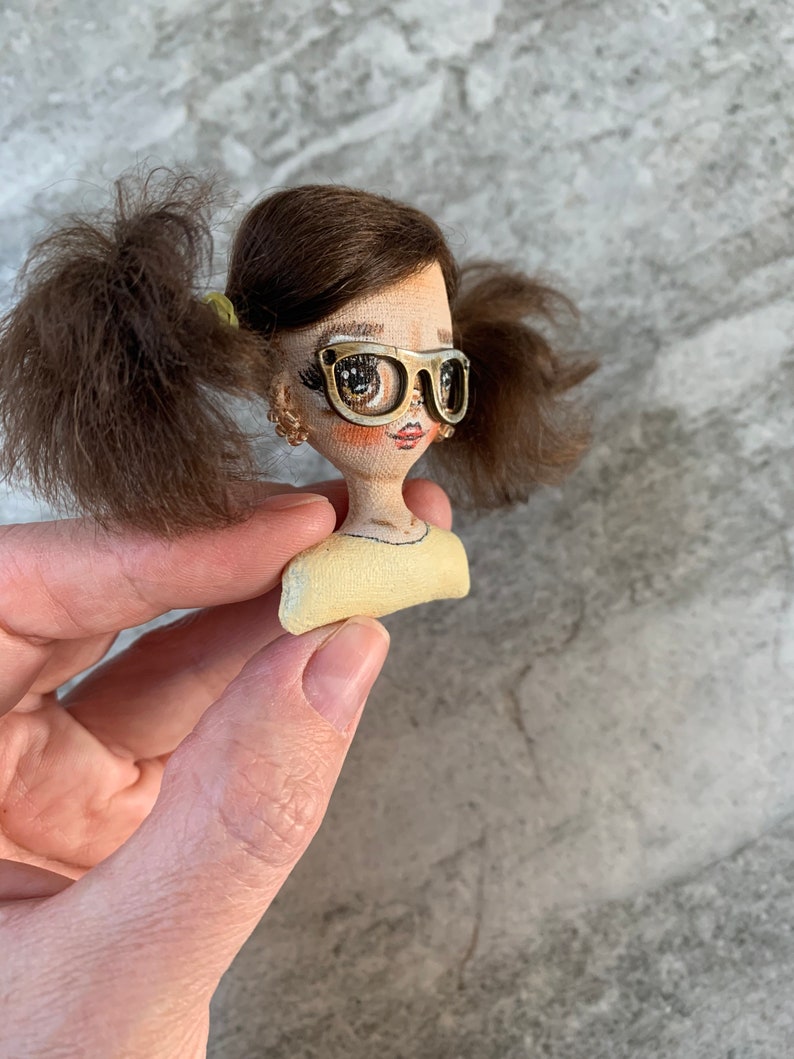 Cloth doll brooch Doll with glasses Personalized doll | Etsy