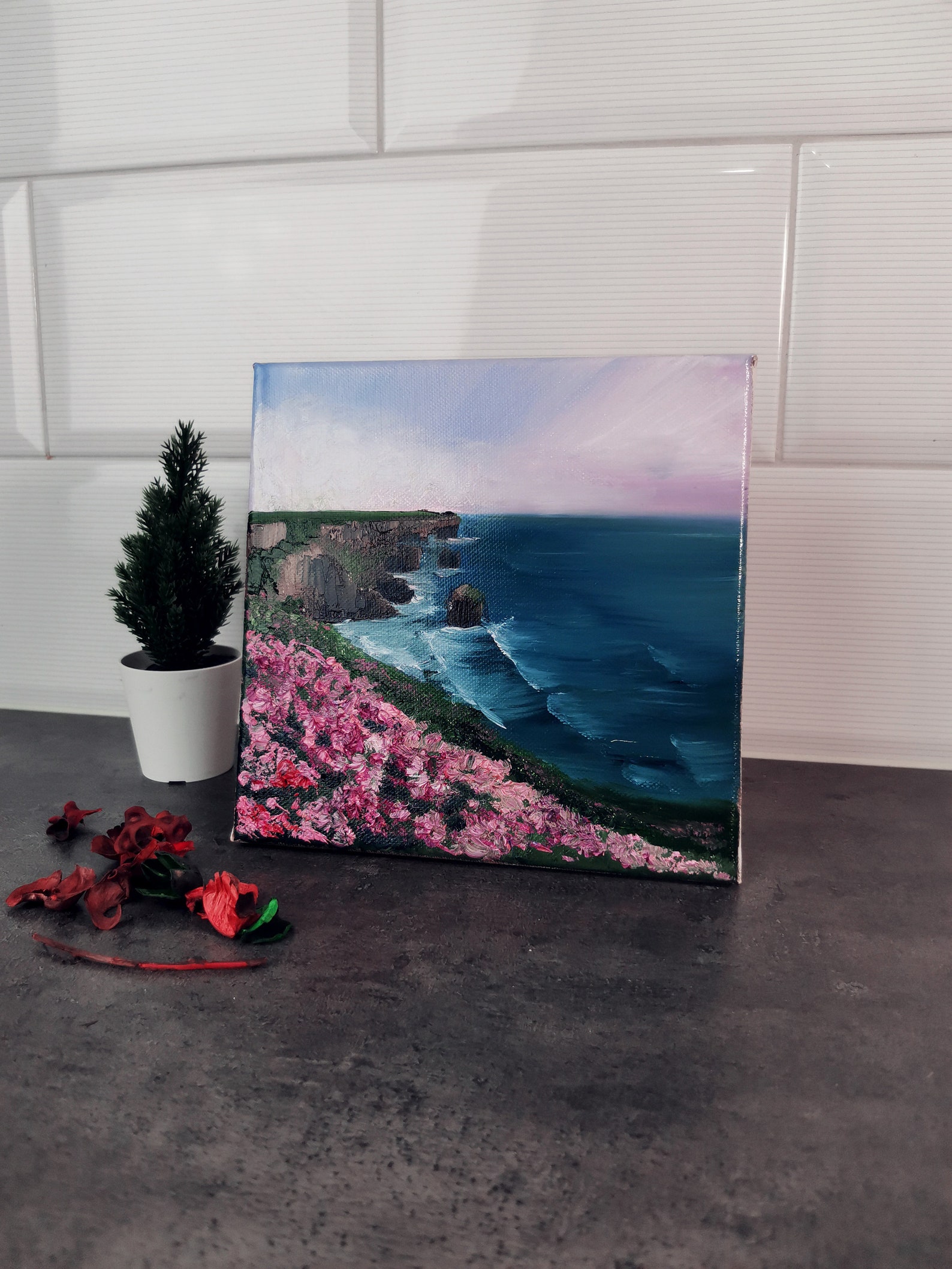 Original handmade 8x8 Oil Painting on Stretched Canvas | Etsy