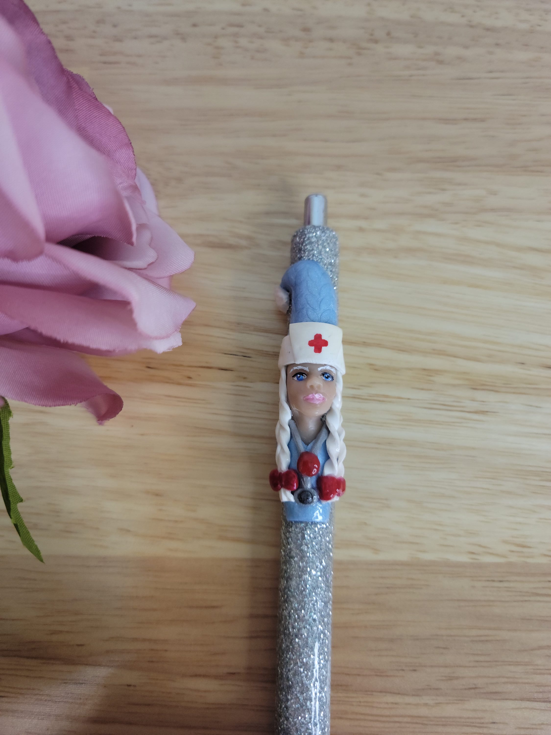 3D OOAK Nurse Gnome Pen, Hand Sculpted Gnome, Polymer Clay Gnome, Gift for Nurses, Valentine ...