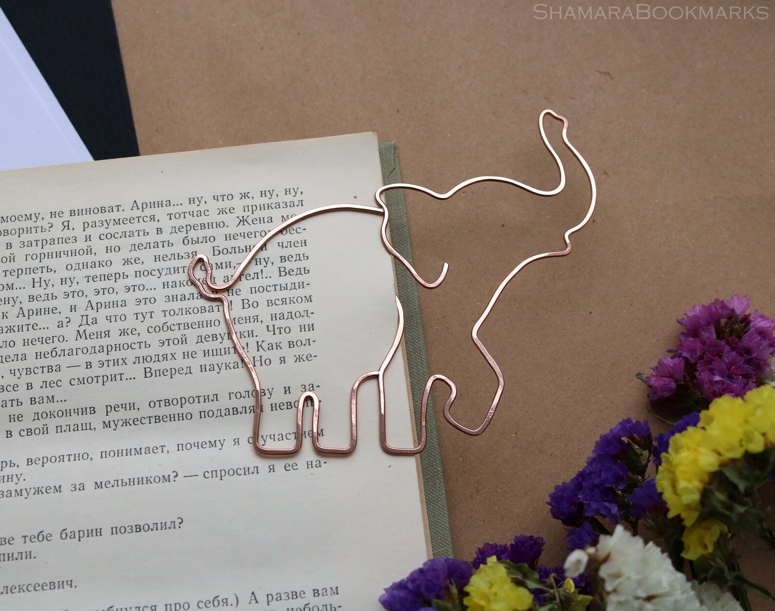 Personalized wire bookmark paper clip elephant gift for | Etsy