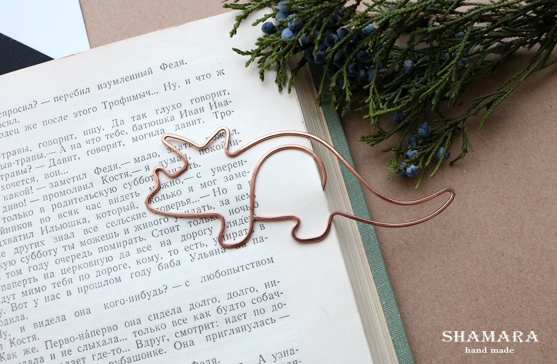 Personalized metal bookmark wire paperclip dinosaur book | Etsy