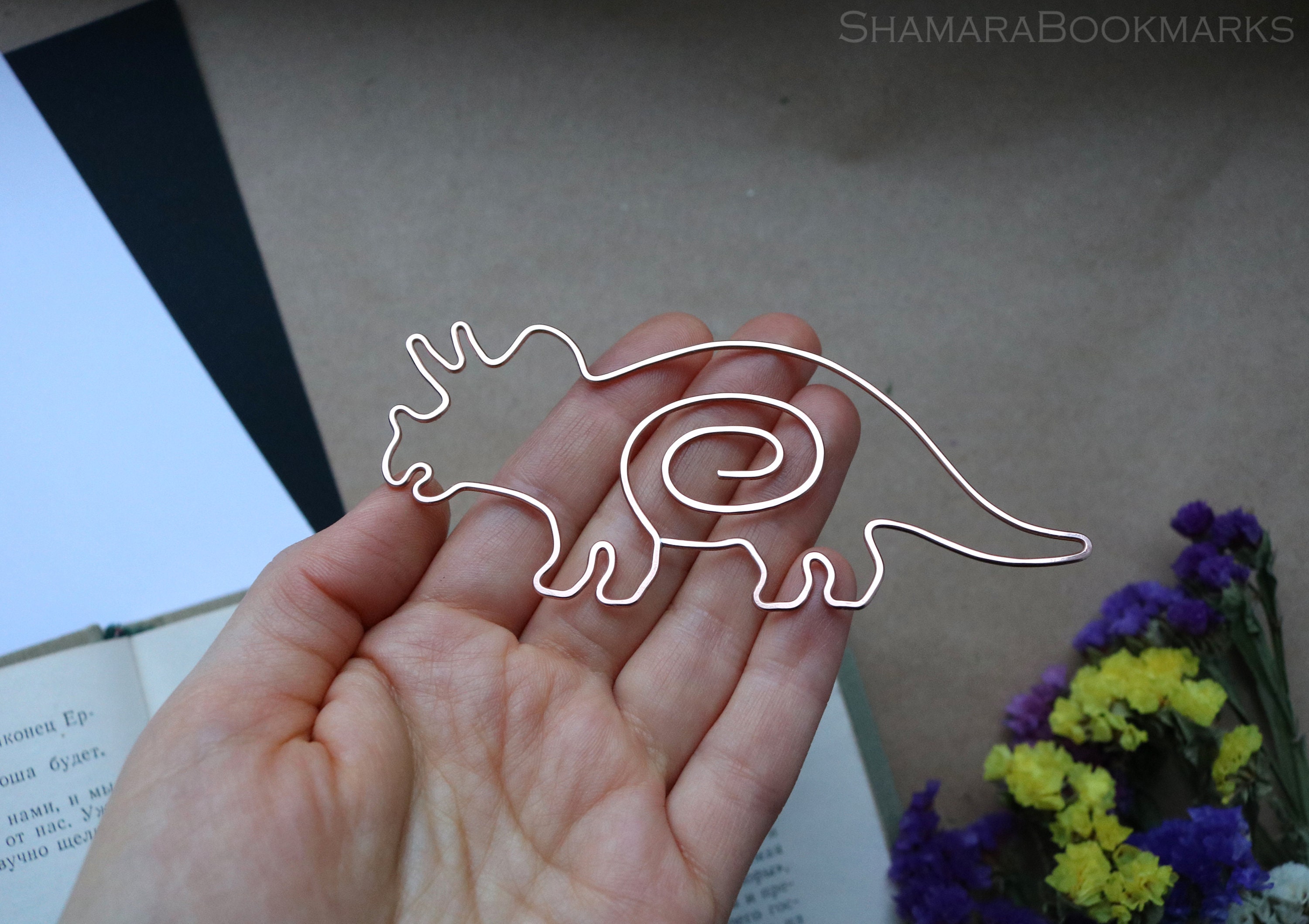 Personalized Metal Bookmark Wire Paperclip Dinosaur Book - Etsy