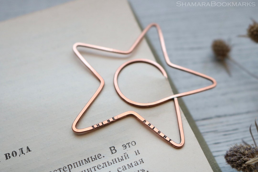 Personalized Wire Bookmark, Star, Hand Stamped, Wire Wrapped, Gift for ...
