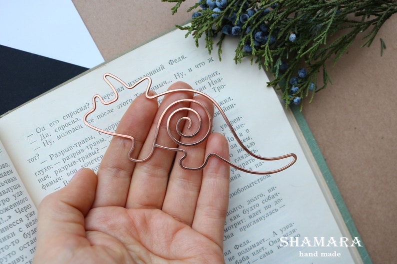 Personalized metal bookmark wire paperclip dinosaur book | Etsy