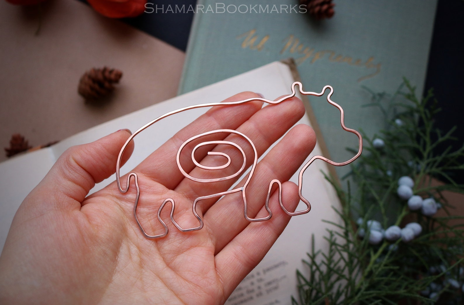 Personalized wire bookmark paperclip hippopotamus for | Etsy