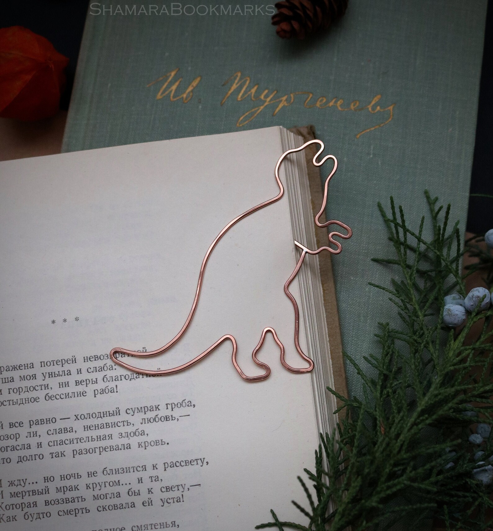 Personalized Metal Bookmark T-rex Paper Clip Dinosaur Copper - Etsy